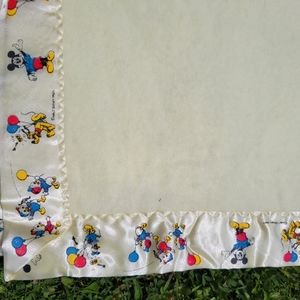 Dundee | Other | Vintage Acrylic Yellow Baby Blanket Mickey Mouse Trim ...